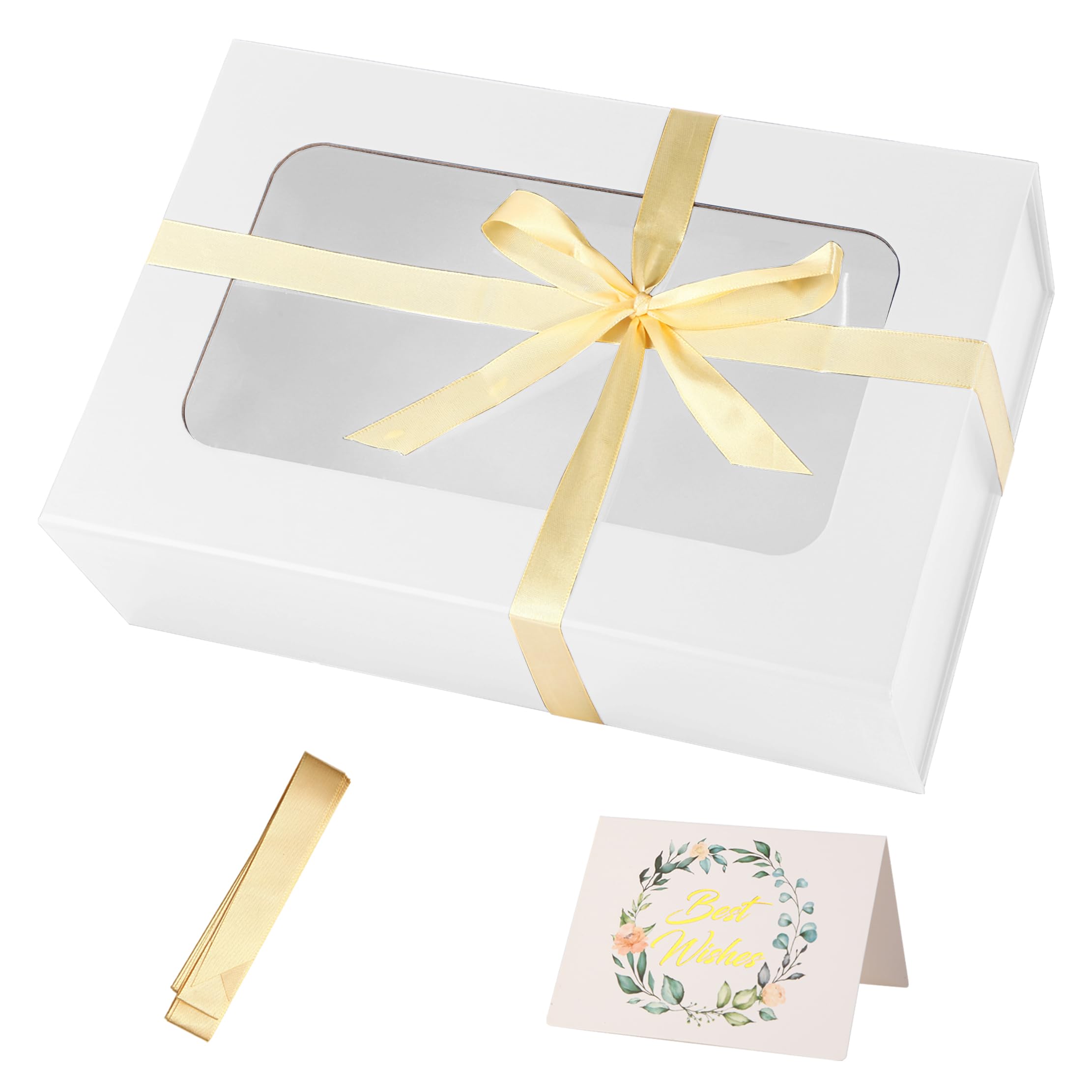 Amazon.com: White Large Gift Box with Window, 13.5"x9"x4.3" Bridesmaid ...