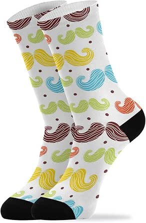 Amazon.com: SLHKPNS Colorful Mustache Pattern Socks Novelty Funny Socks ...