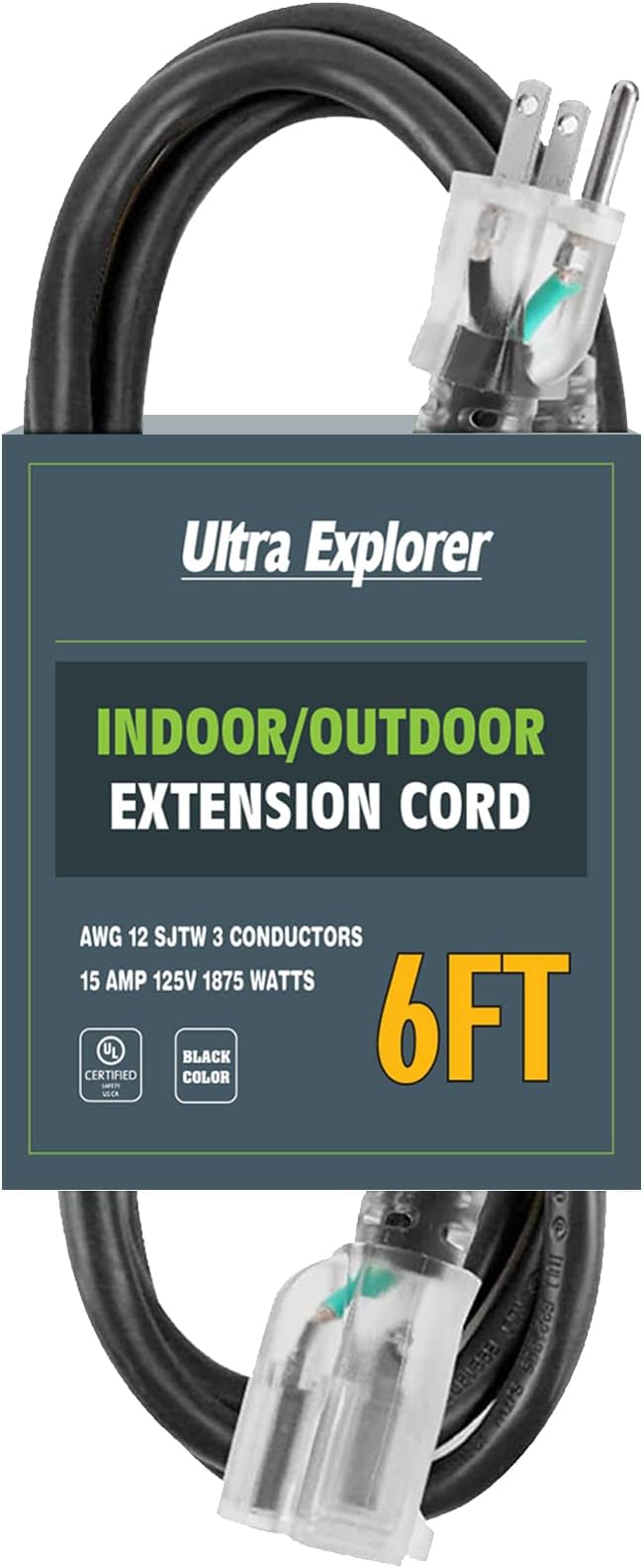 Amazon.com: Ultra Explorer 3 Foot Lighted Outdoor Extension Cord - 12/3 ...