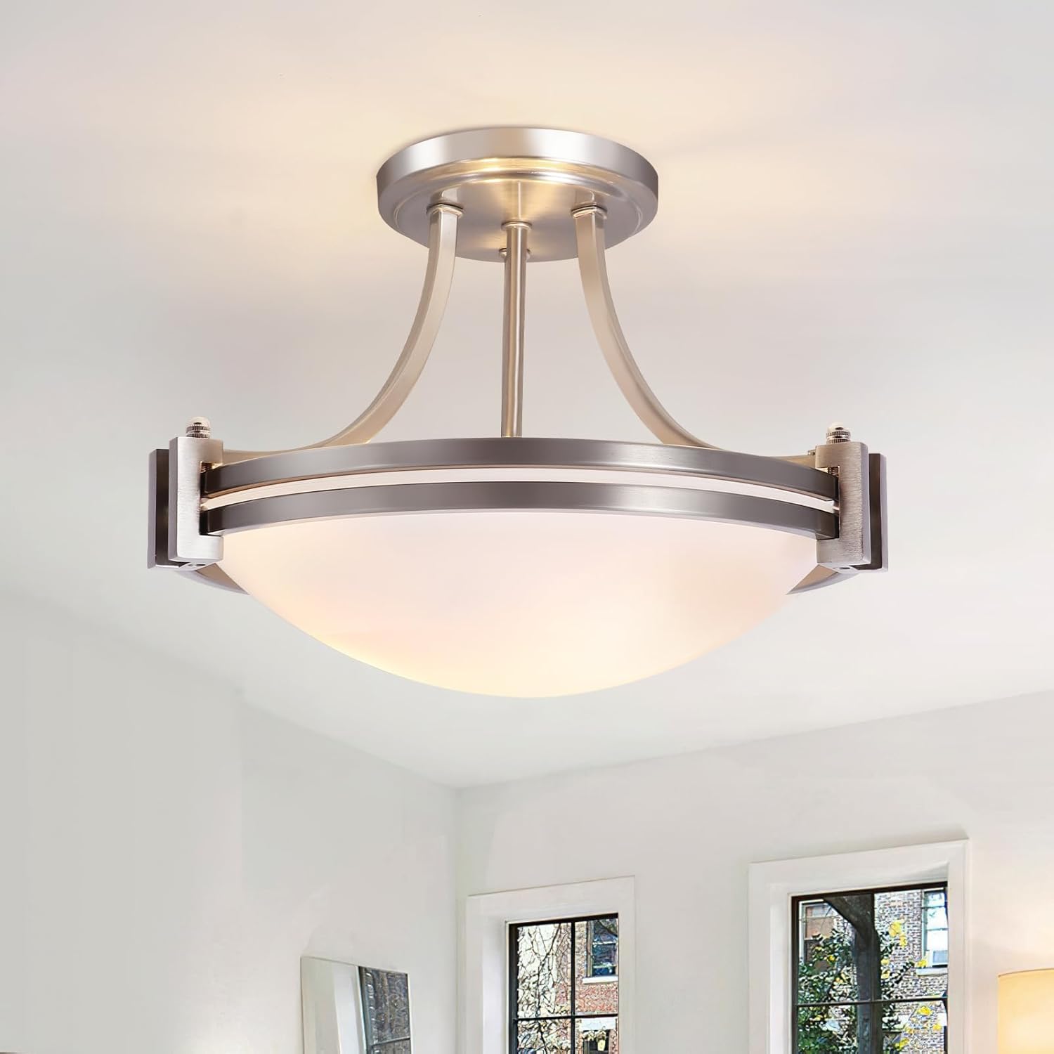 Bektas Semi Flush Mount Ceiling Light Fixture,12inch Brushed Nickel ...