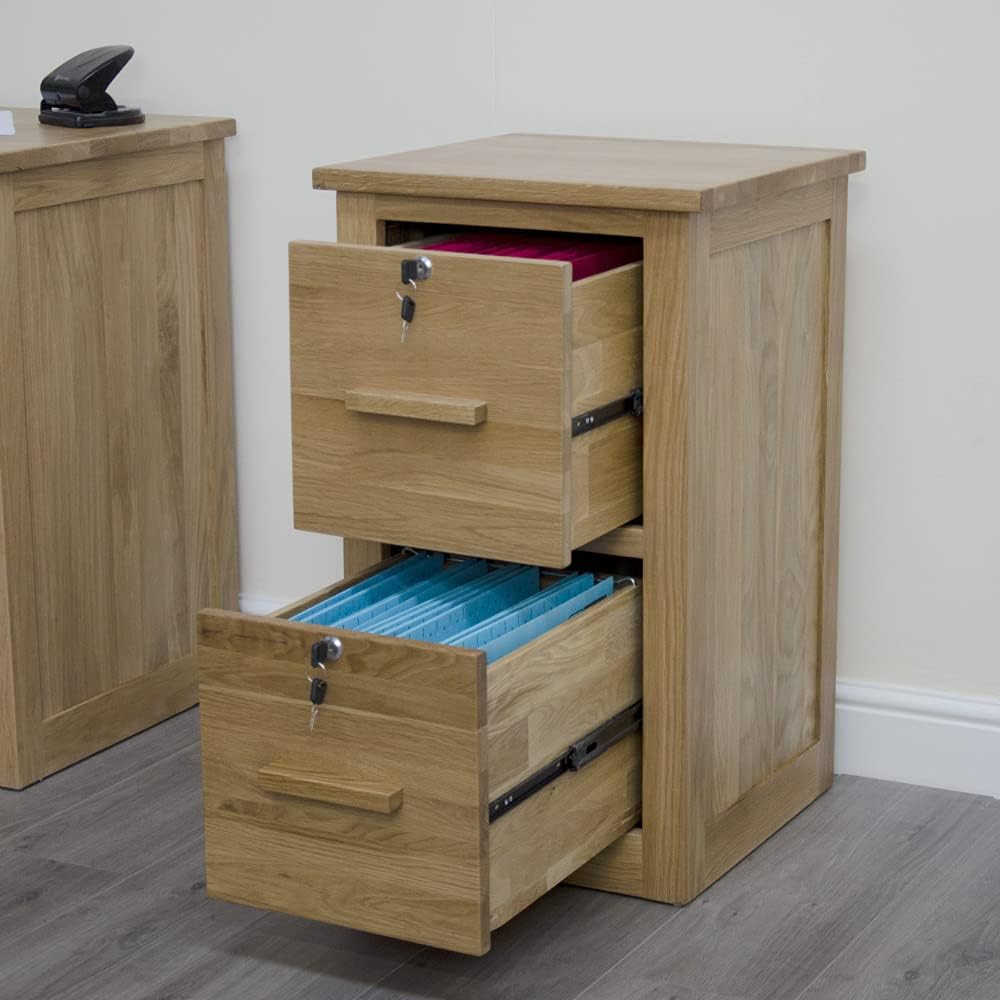 Ramece Arden Solid Oak Two Drawer Filing Cabinet - Home Office ...