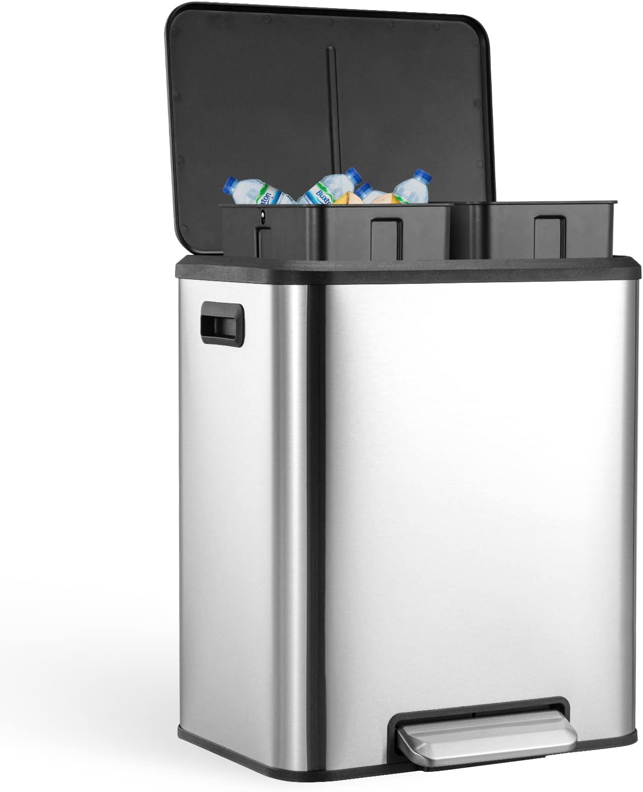 Amazon.com: SONGMICS 2 x 6.6 Gallon Open Top Trash Can, Dual ...