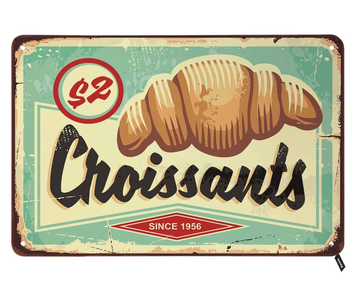 Amazon.com: Swono Croissants Retro Bakery Tin Signs,Vintage Metal Tin ...