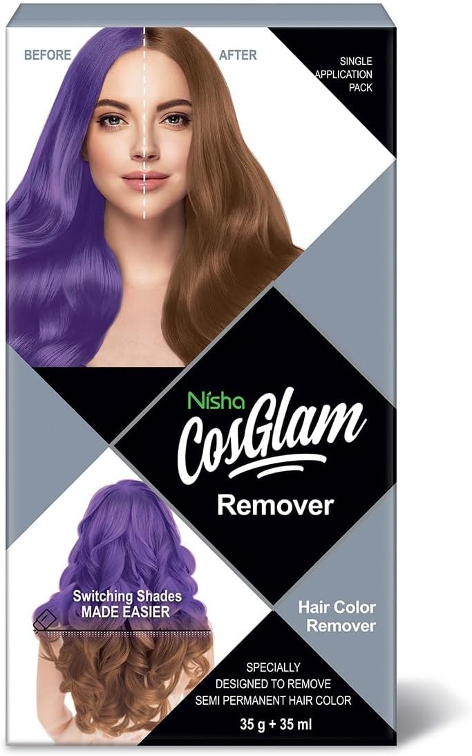 Nisha CosGlam Hair Color Remover 70g (35g Lifting Powder Activator in Bottle), Semi Permanent ...