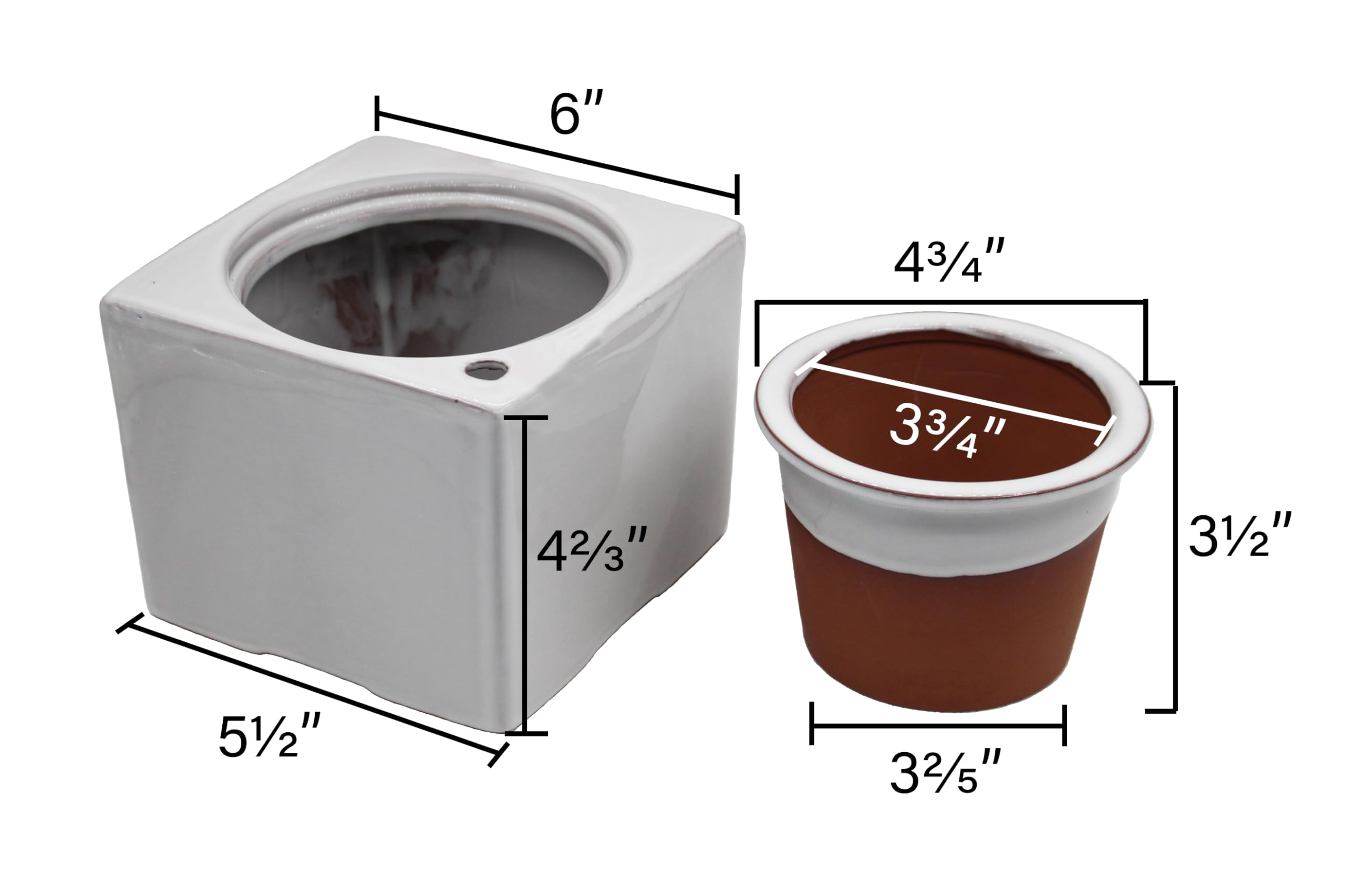 Snapklik.com : Ceramic African Violet Self Watering Pot 6 Inch Square ...