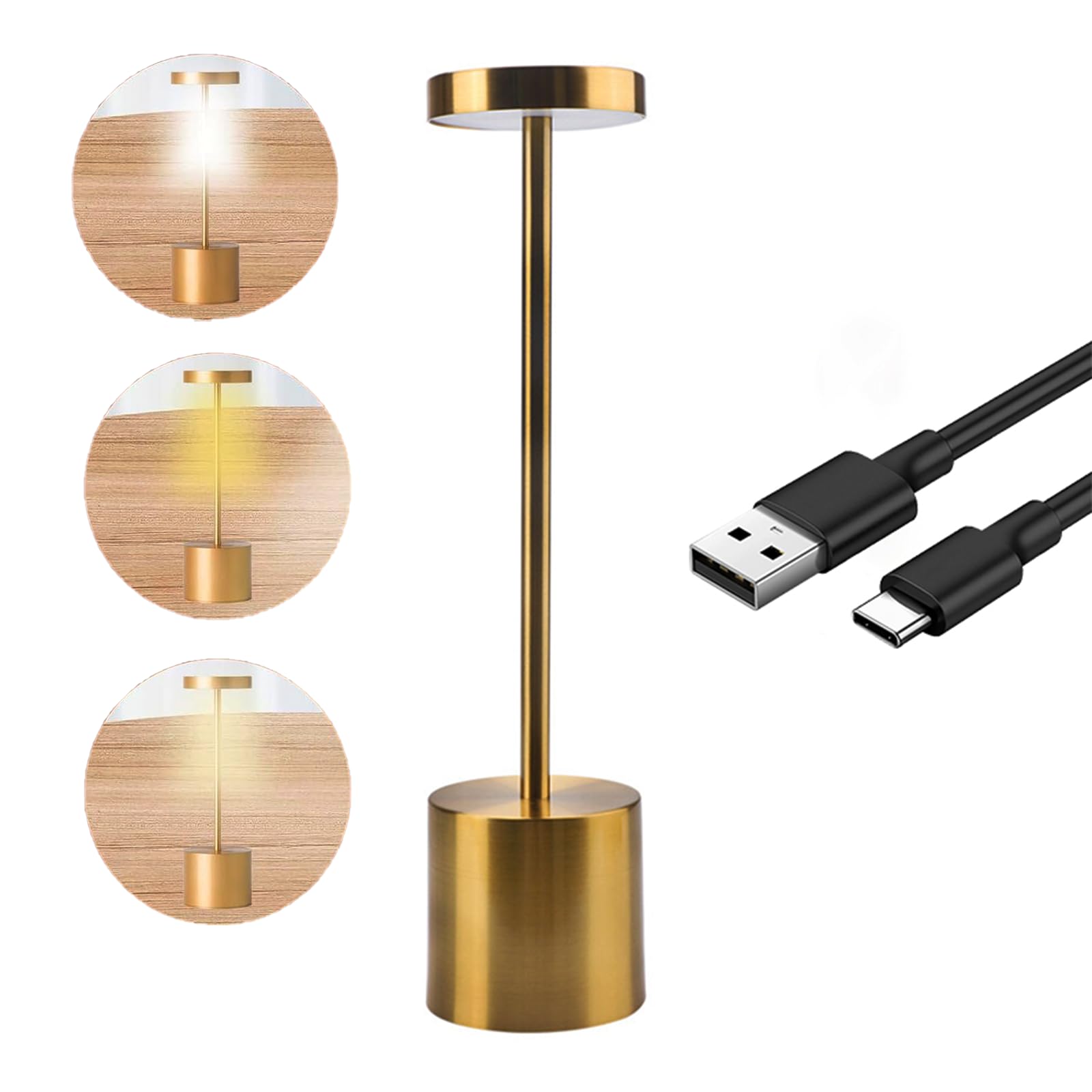 MIOBLUE Cordless Table Lamp, Rechargeable Table Lamp LED Touch Light, 3 ...