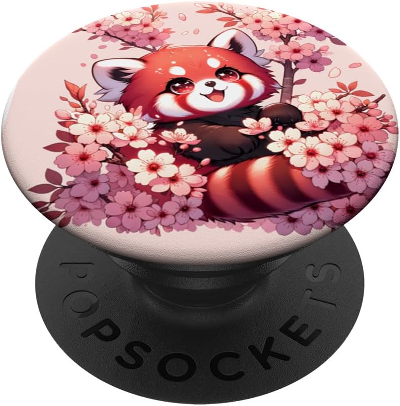 Amazon.com: Cherry Blossom Cute Kawaii Japanese Red Panda PopSockets ...