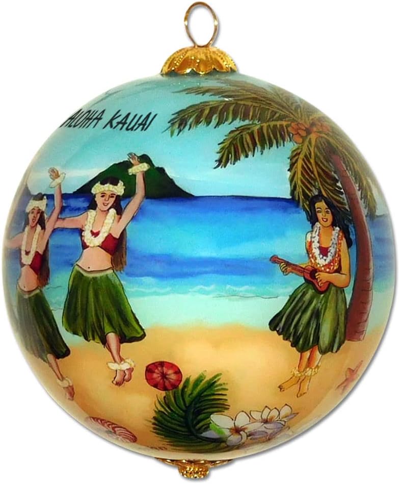 Amazon.com: Collectible Kauai Hula Ornament Hand Painted Glass with ...