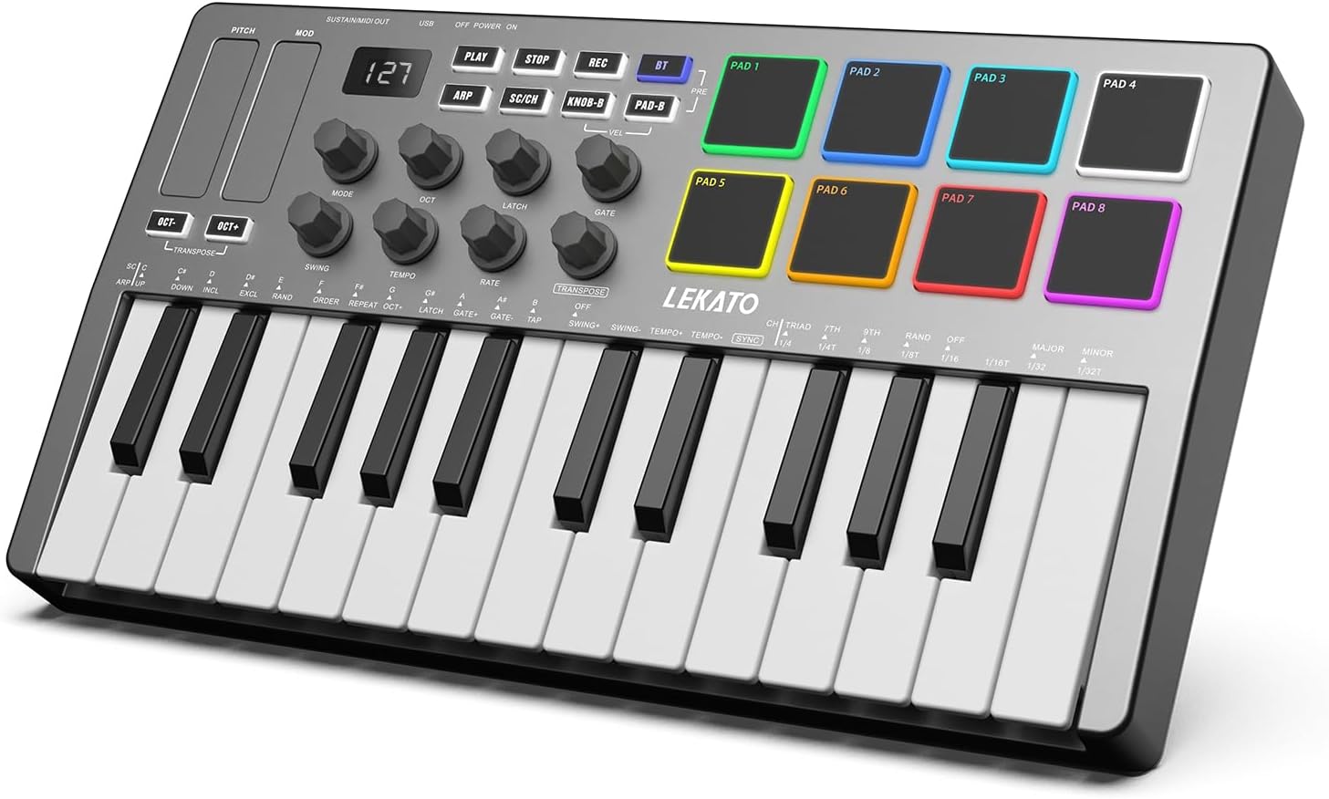 LEKATO MIDI Keyboard Controller, 25 Key USB MIDI Keyboard With 8 ...