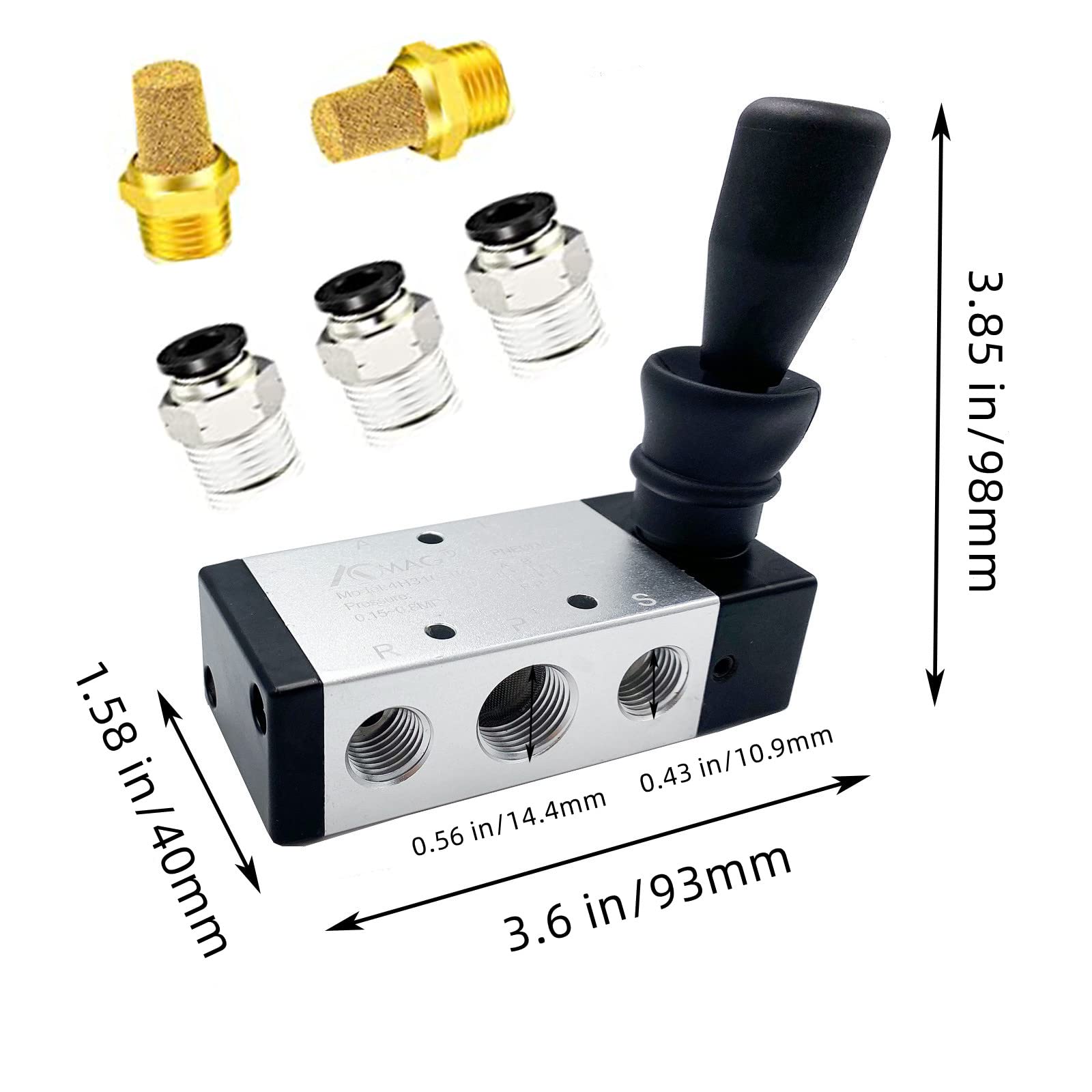 Snapklik.com : Pneumatic 3/8" PT 5 Way 2 Postion Air Hand Lever ...