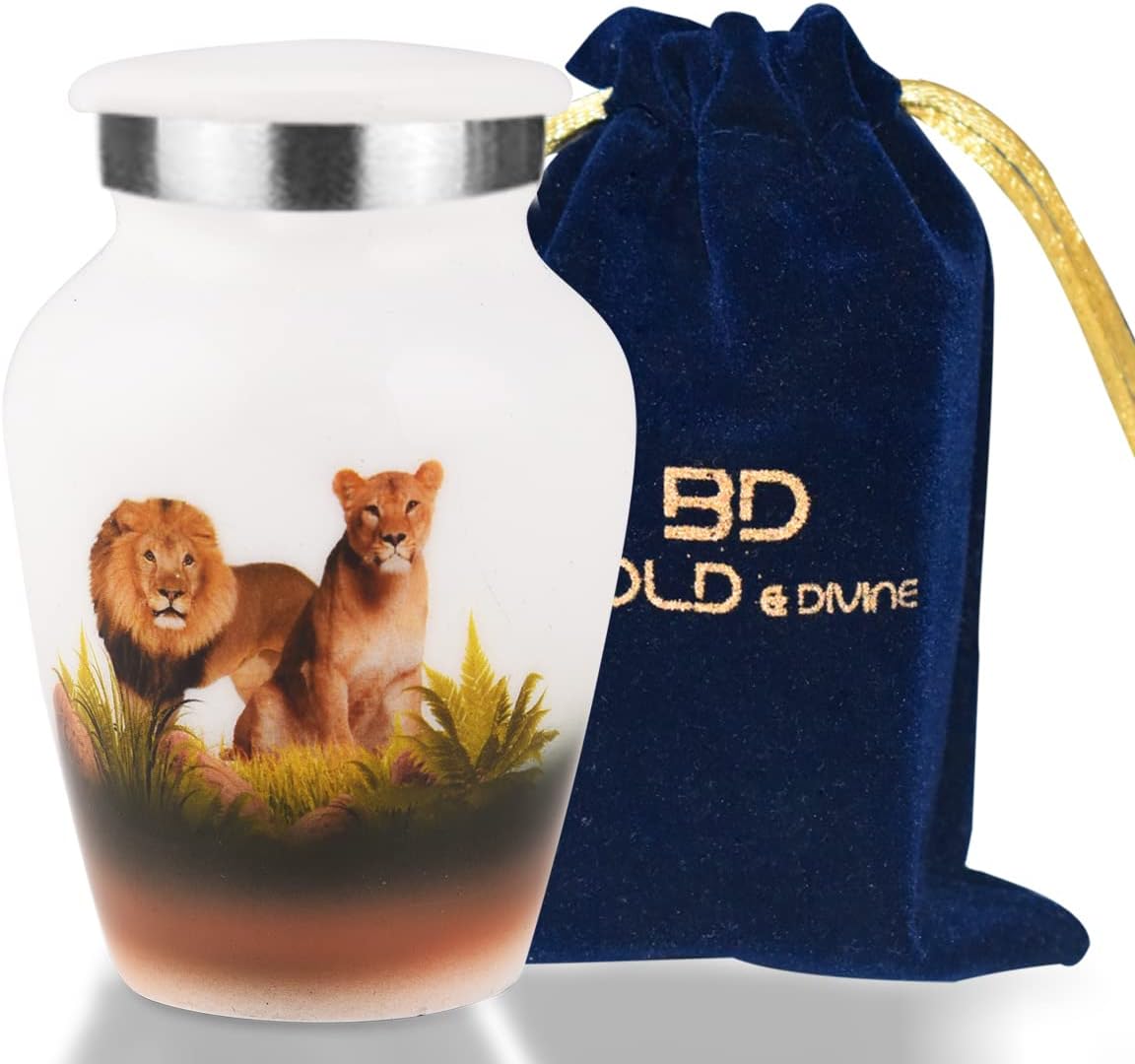 Amazon.com: BOLD & DIVINE Beautiful Lion & Lioness Small Keepsake Urns ...
