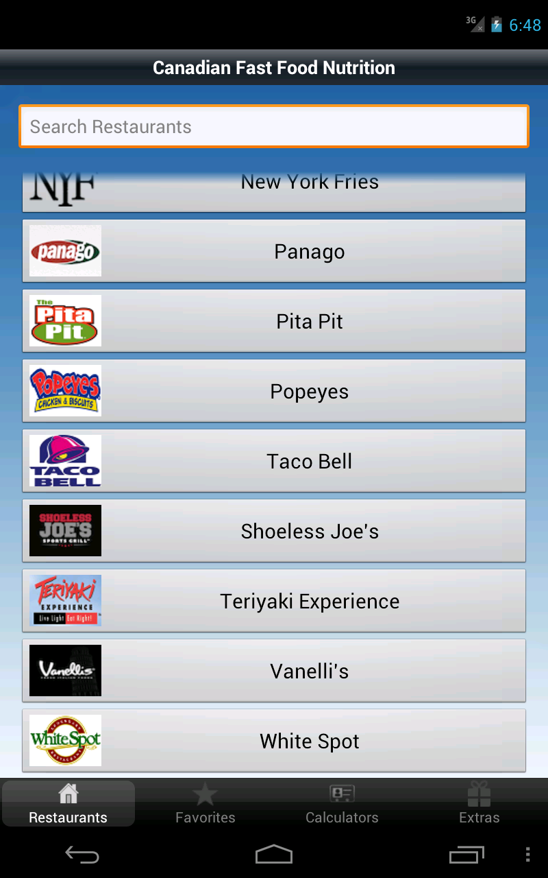 Canadian Fast Food Nutrition : Calories , Carbs Checker Plus BMI ...