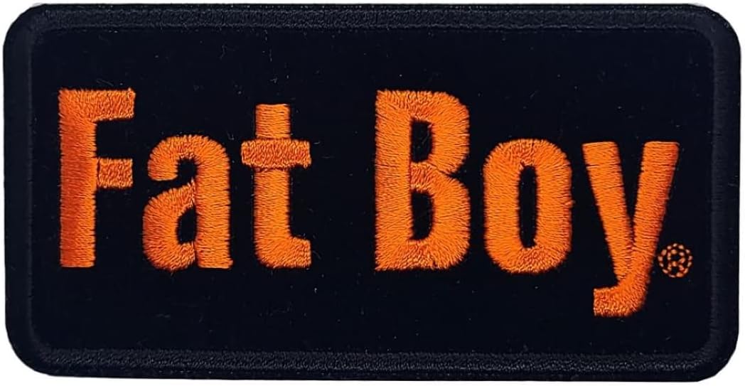 Amazon.com: Fat Boy Biker Embroidered Patch - 4 x 2 inch Iron On Sew On ...