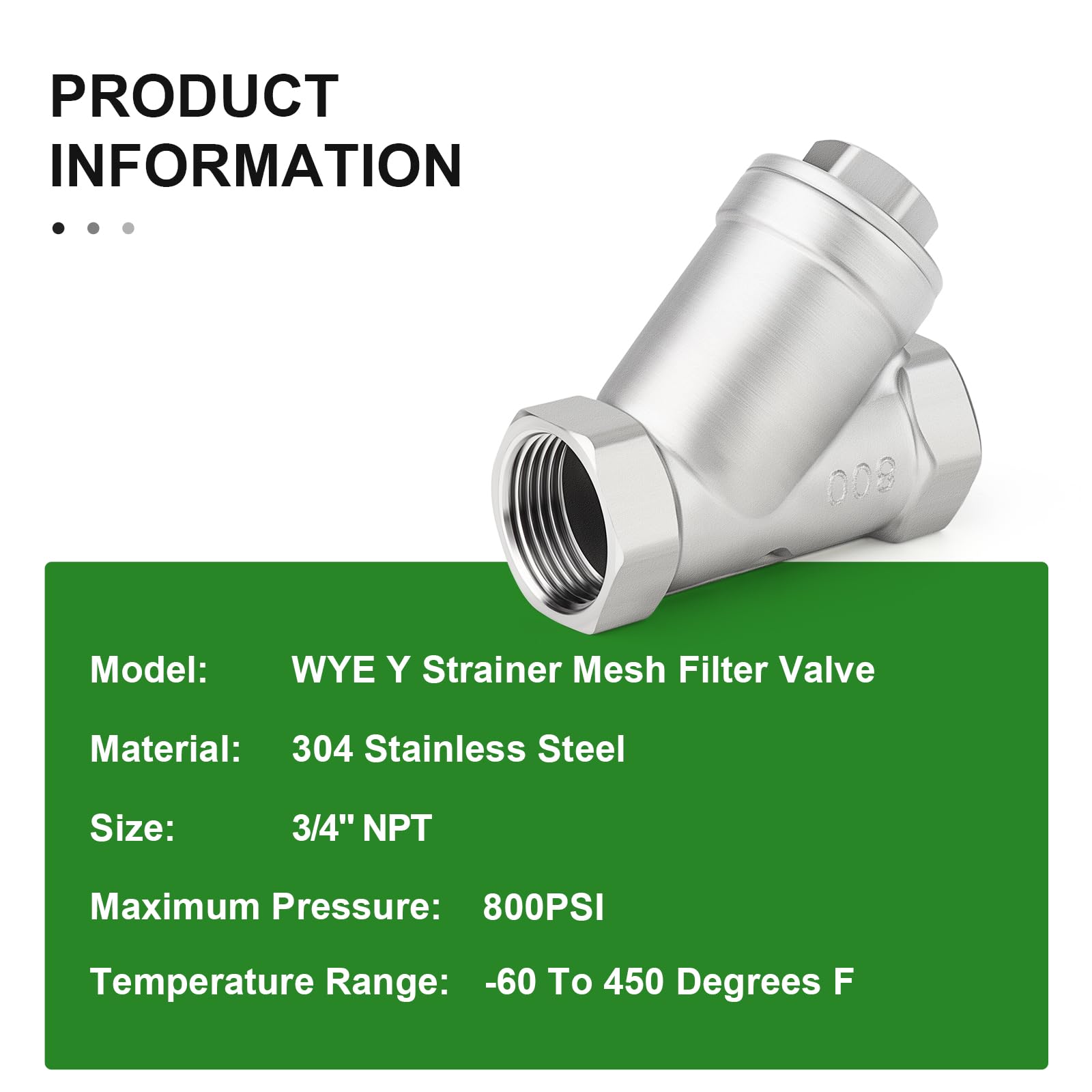 Snapklik.com : 1PCS 304 Stainless Steel 3/4" NPT Female WYE Y Strainer ...