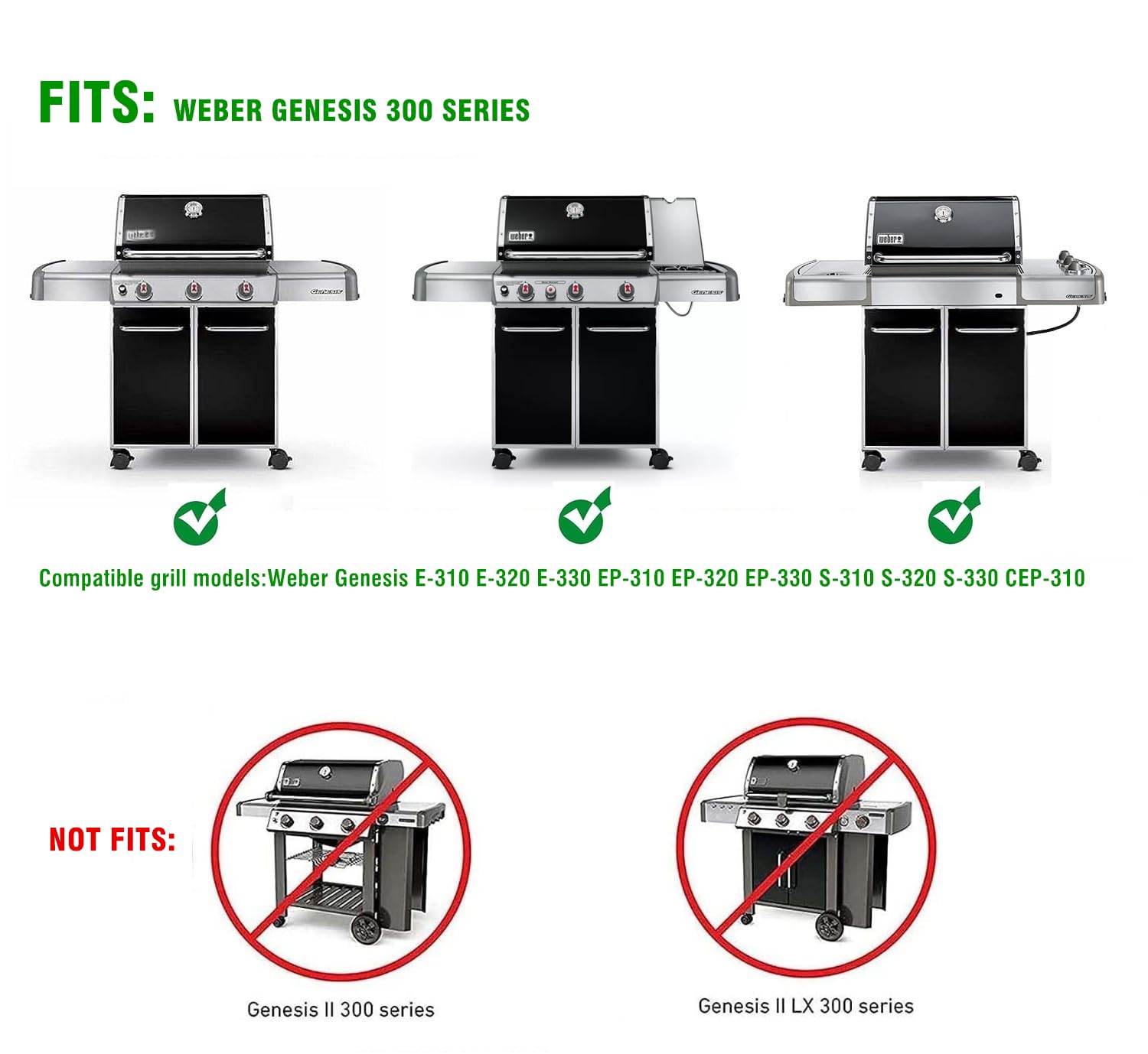 BBQMFG Cast-iron Griddle Insert for Weber Genesis 300 Series Gas Grills ...