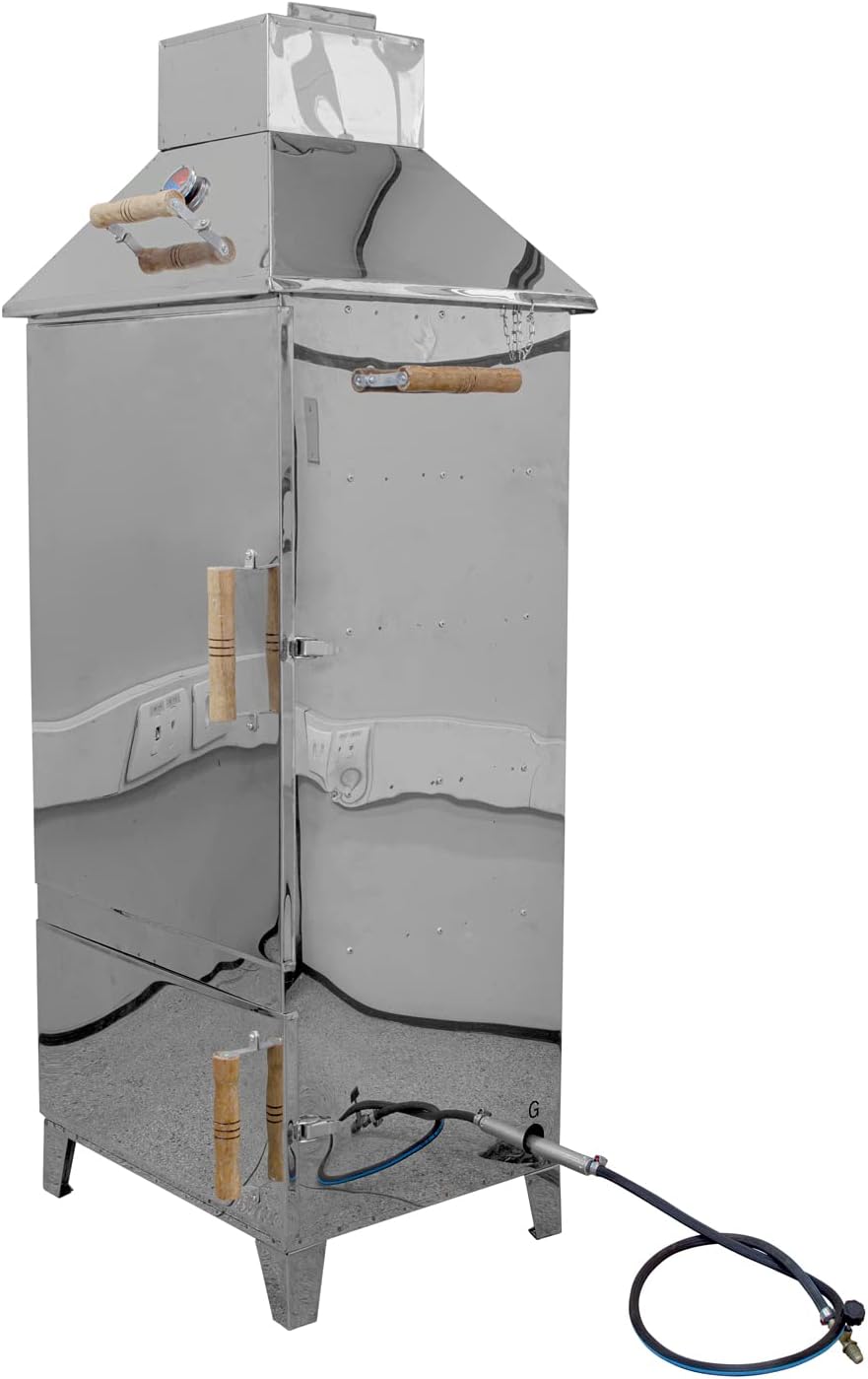 Defumador com Termômetro modelo PL-1000 Inox 5 bandejas e Kit Gás ...