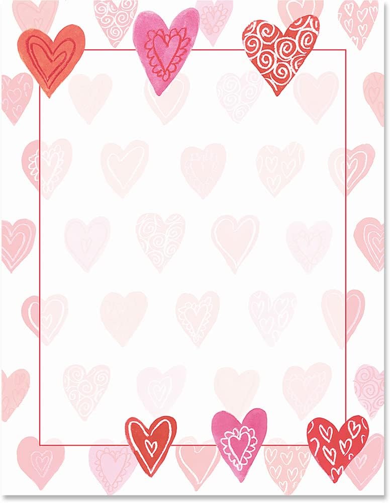 Amazon.com : PaperDirect Valentine Hearts Theme Paper Stationery ...