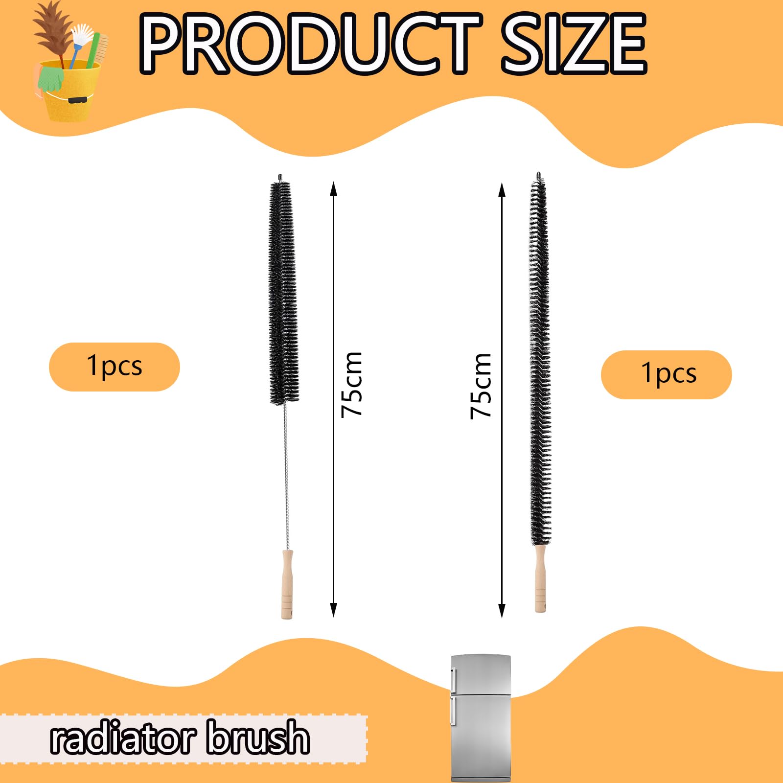 2 Pack Radiator Cleaner Brush Radiator Brush Flexible Soft Long Radiator Brushes for Cleaning ...