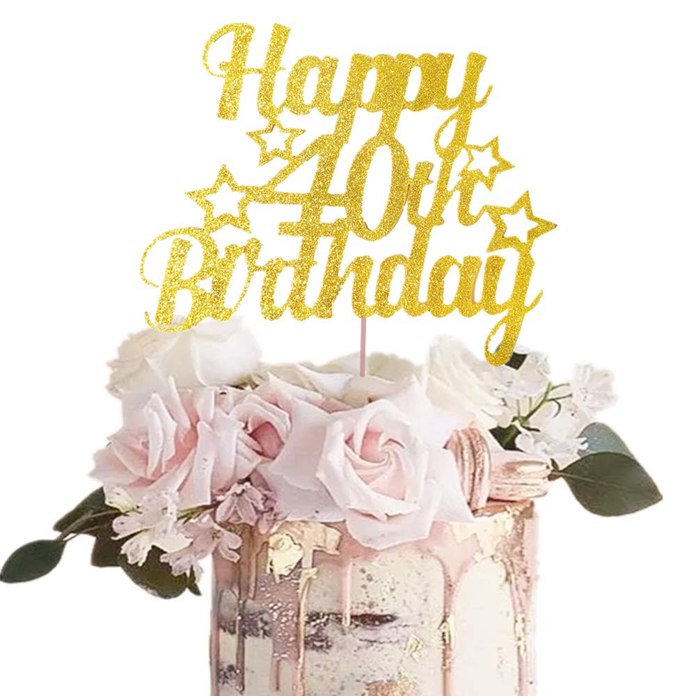 Buy JeVenis Gold Glitter Happy 40th Birthday Cake Topper 40 Birthday 