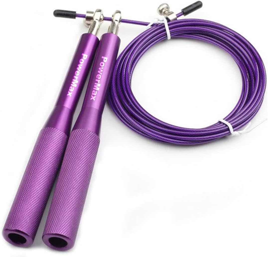 PowerMax Fitness JA-3 (Purple) Exercise Speed Jump Rope with Adjustable ...