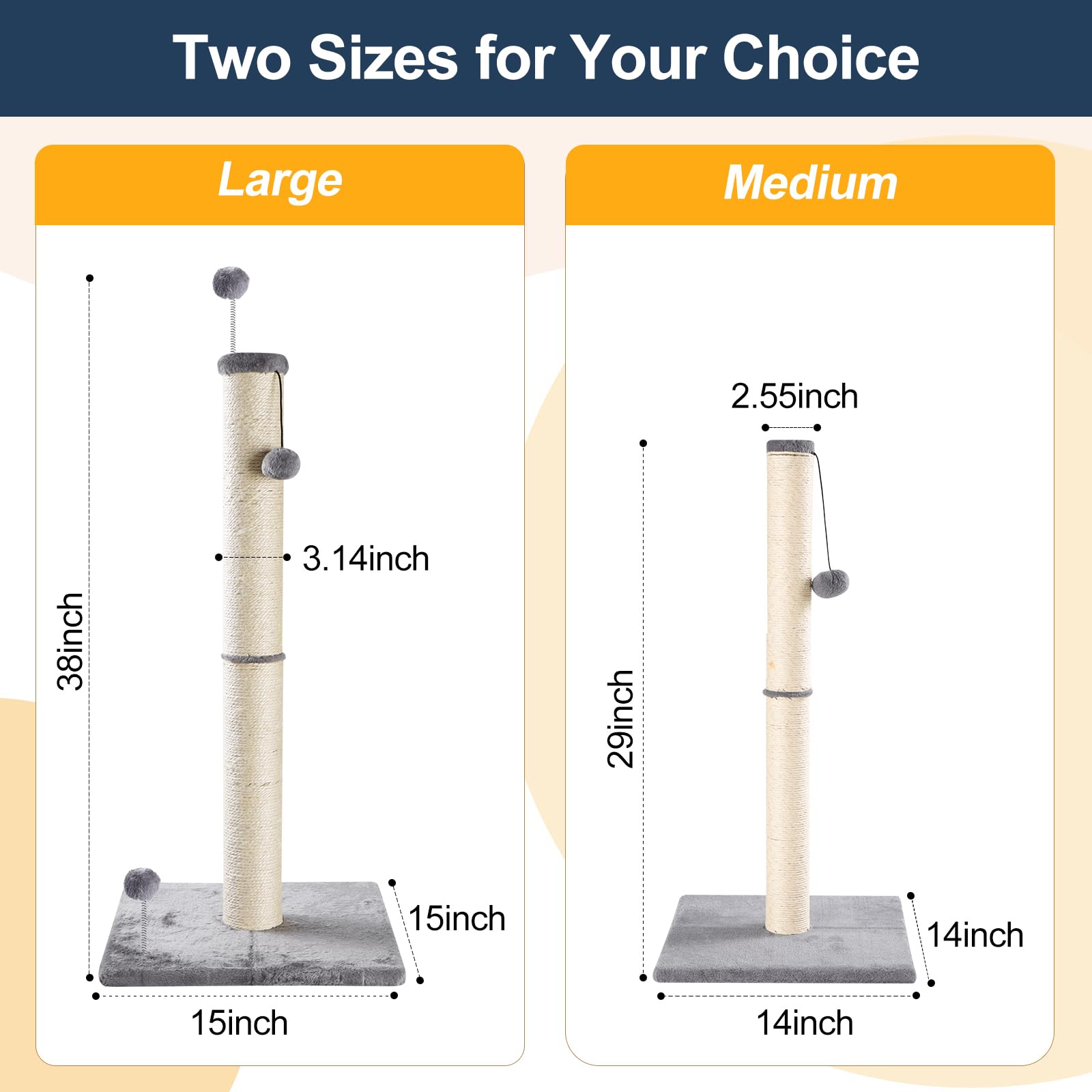 Poils bebe Cat Scratching Post for Indoor Cats, 29-inch Cat Scratch ...