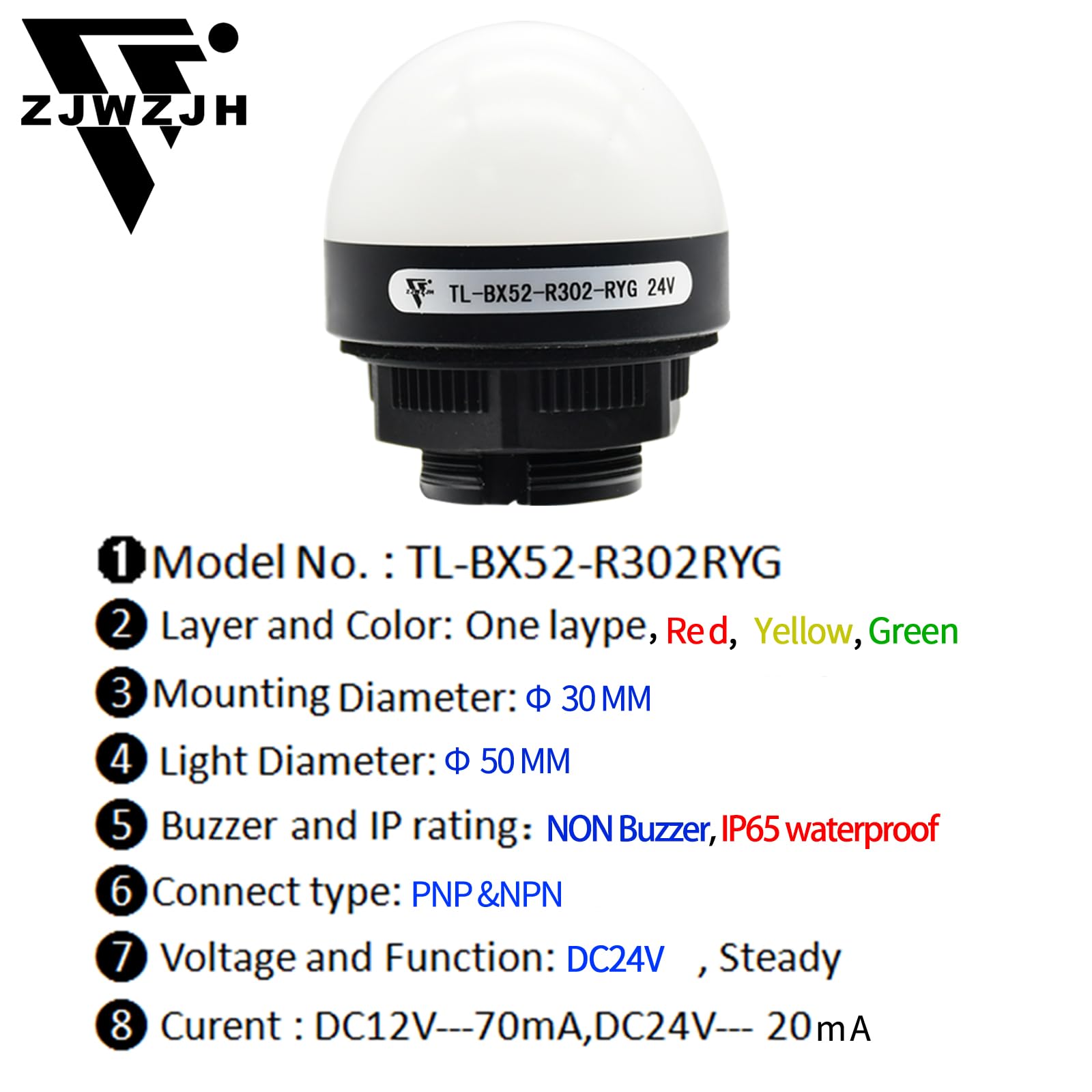 Snapklik.com : 24V LED Industrial Warning Lights, 3 Colors 1 Layer ...