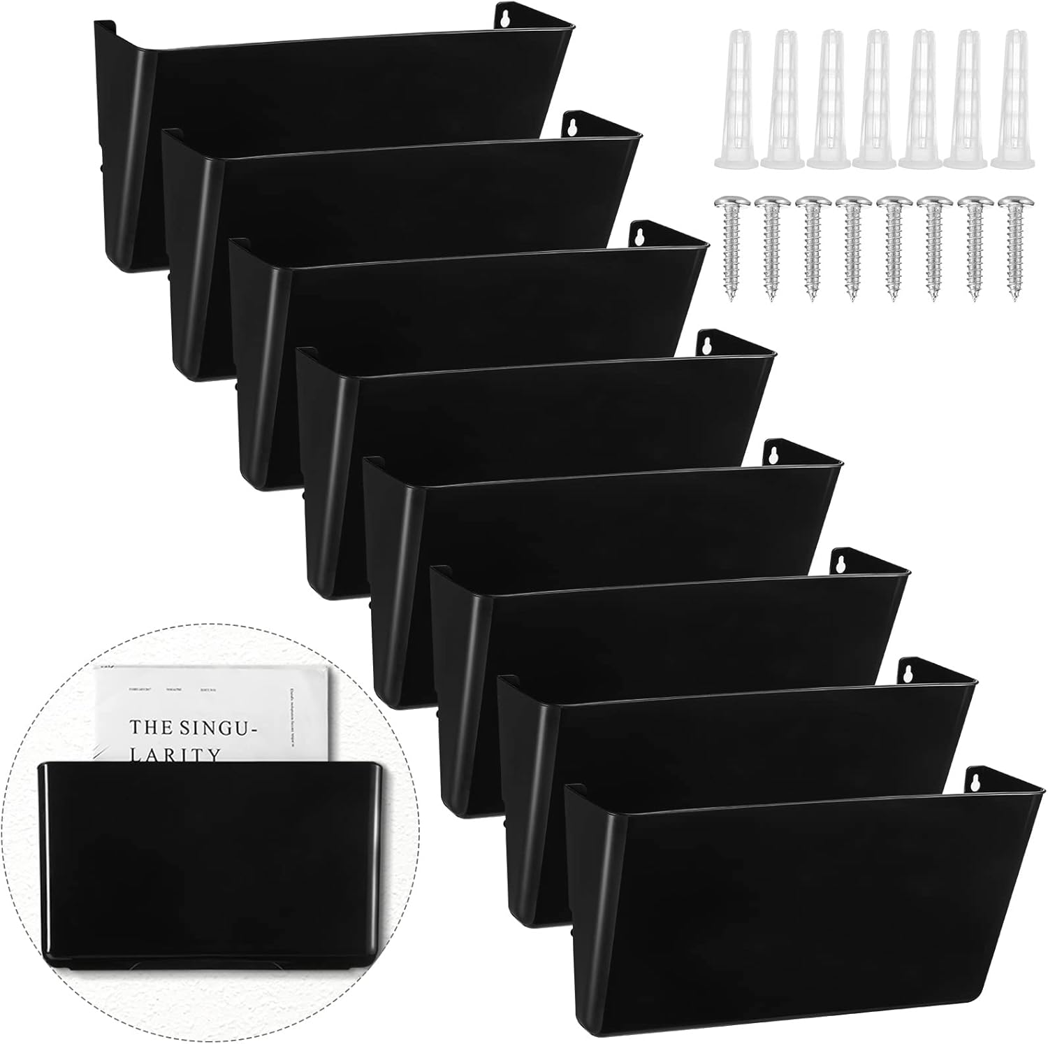 Amazon.com : Colarr 8 Pcs Plastic Wall File Holder Organizer Single ...