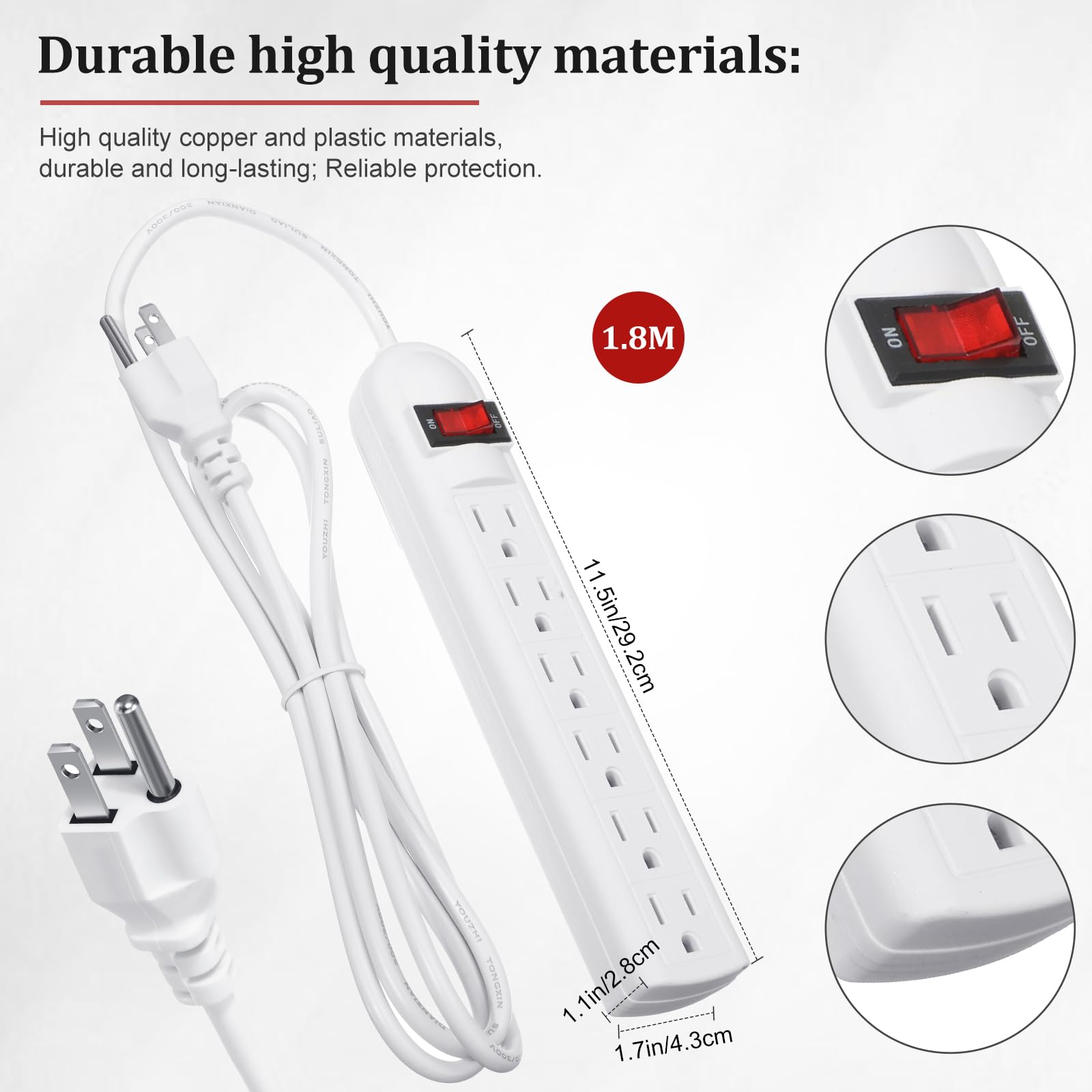 Snapklik.com : Kanayu 12 Pack Power Strip Bulk 6 Outlet Surge Protector ...