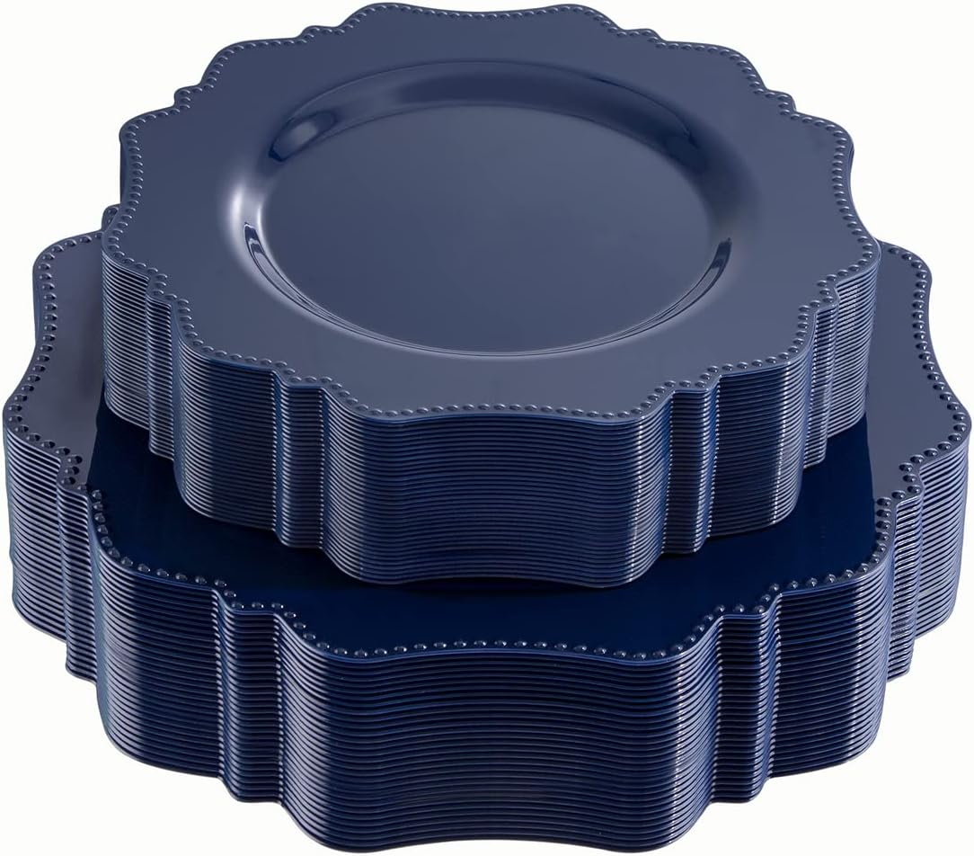 Amazon.com: COLOSUS Navy Blue Disposable Plastic Party Plates Set ...