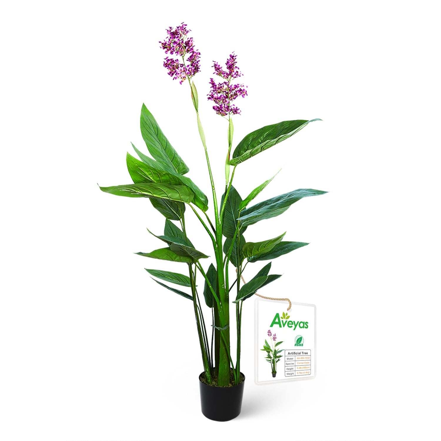 Aveyas 5ft Artificial Canna Violet Tree with Flowers for Home Decor, 5 ...