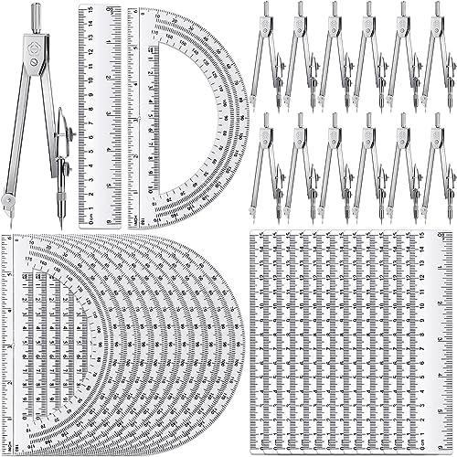 Amazon.com : 36 Pieces Plastic Protractor Ruler and Compass Set ...