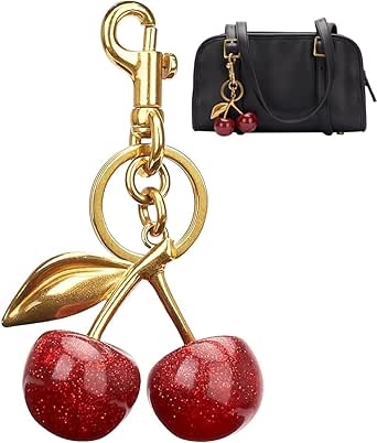 SONGCHANGJEWELRY Cherry Bag Charm - Gold-Plated Cherry Keychain ...