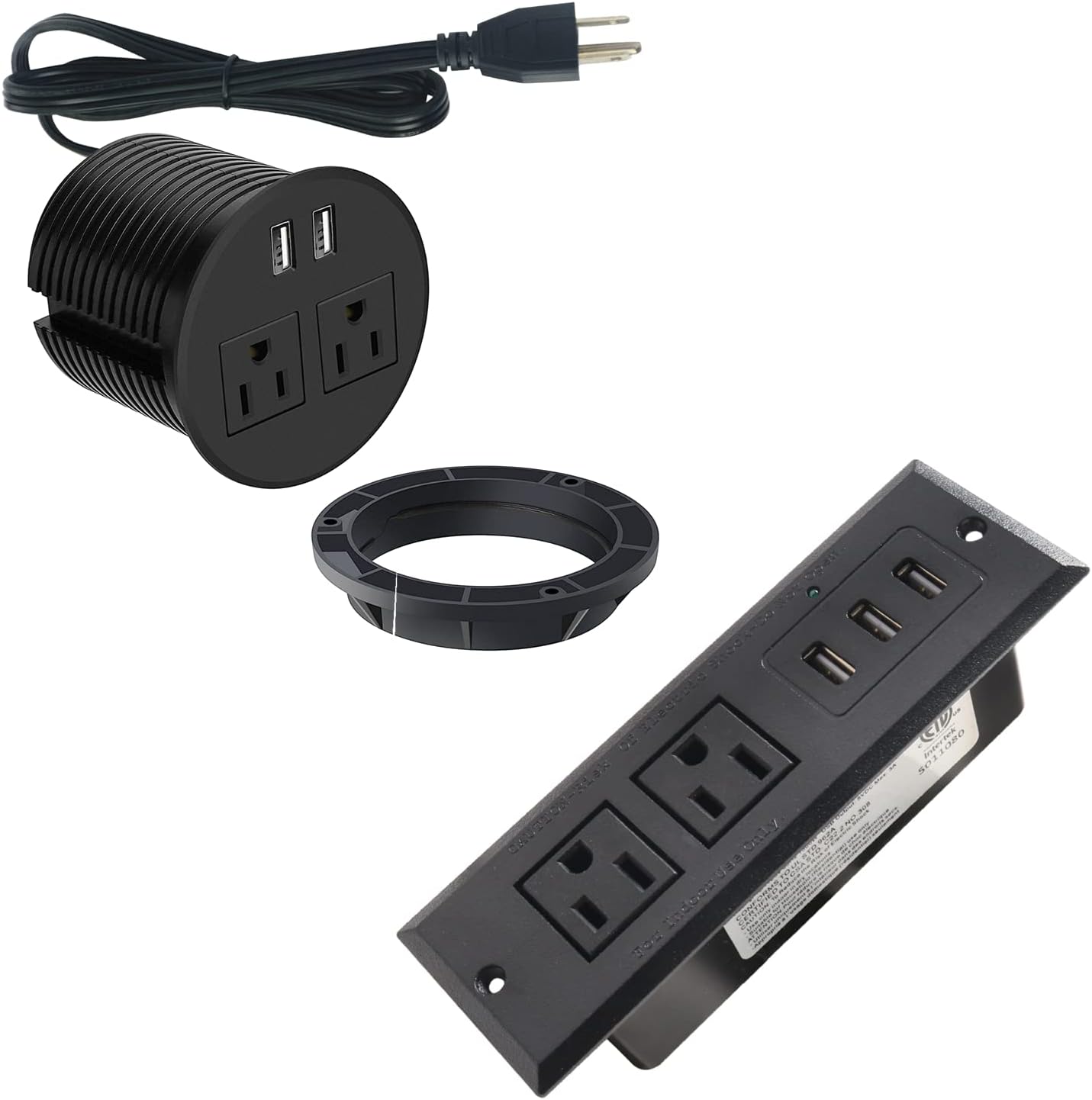 Amazon.com: Desk Power Strip with USB, Recessed Mounted Desktop Power ...
