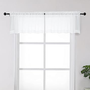 Amazon.com: Simplebrand White Valances 14 Inches Long for Living Room ...