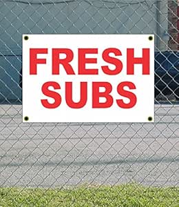 Amazon.com : Fresh Subs 2x3 White Red Banner Sign : Office Products