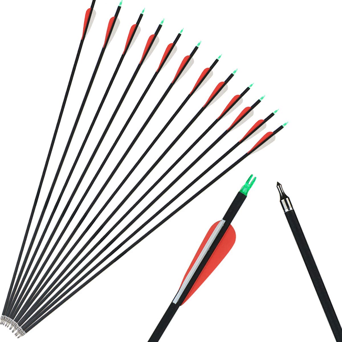 Compound Bow Arrows XIXILI 12 Pack Carbon Arrows 32 Inch - Spine 500 ...