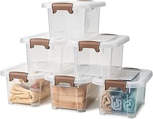 EZOWare 4.4L Lidded Plastic Storage Container, Set of 6 Large Stackable ...