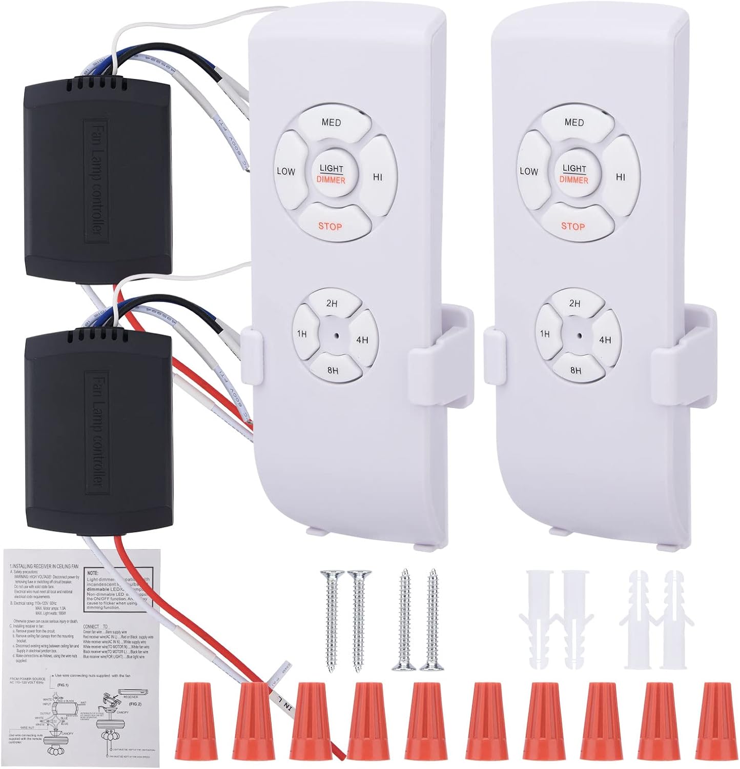 Amazon.com: 2 Pack Ceiling Fan Remote Control Kits, 3-in-1 3 Speed ...
