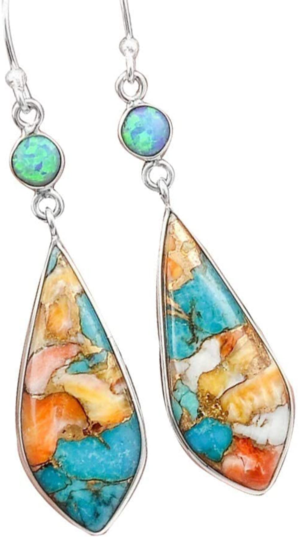 Amazon.com: Generic Colorful Faux Turquoise Dangle Earrings for Women ...
