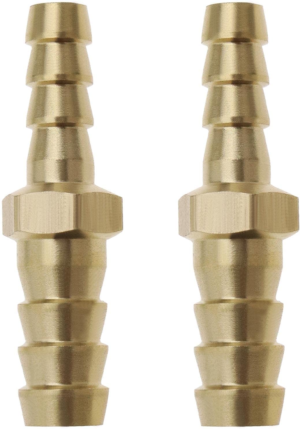 2pcs 10mm To 8mm Barb Reducer Tube Mender Splicer Joiner Union Brass
