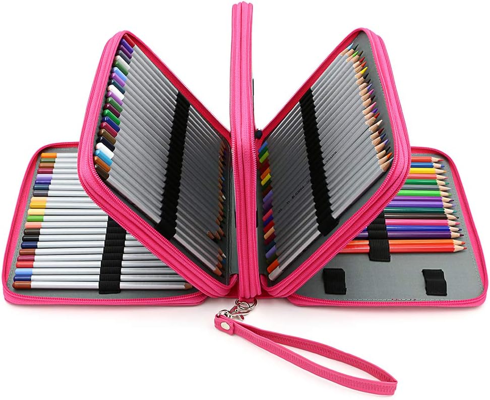 Amazon.com: BTSKY®Colored Pencil Case Holder- Big Capacity Deluxe PU ...