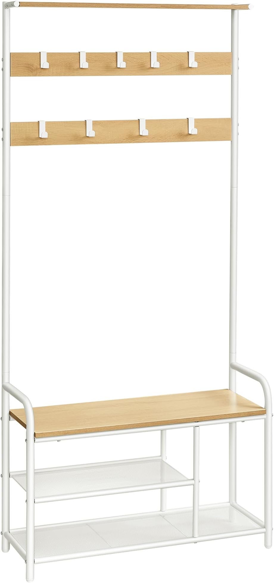 Gurexl 67” Farmhouse Coat Rack with Shoe Storage, Auto Sensor Wood Coat ...