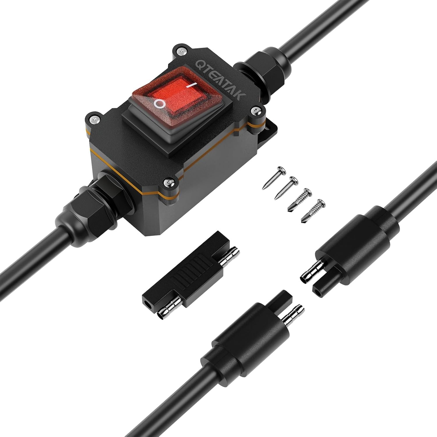 QTEATAK DC 12V Inline Double Outlet Switch - IP66 Waterproof DPST On ...