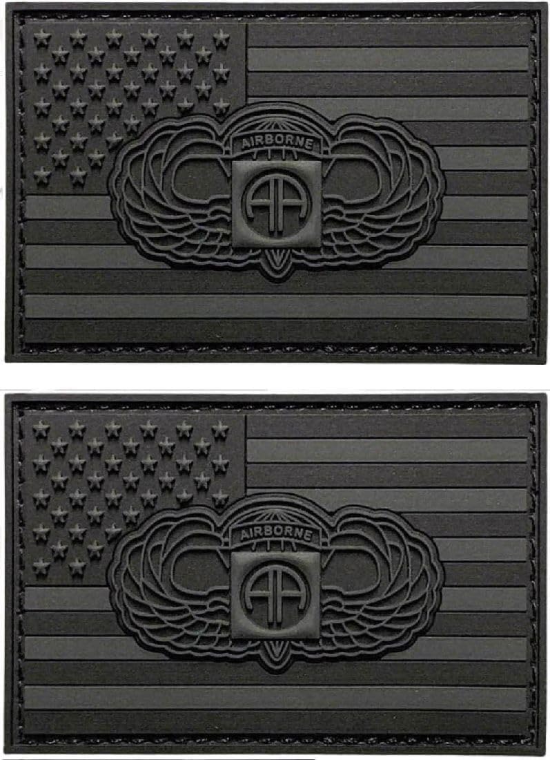 Amazon.com: 82nd Airborne USA Flag Tactical PVC Rubber Patch - 2pc ...