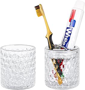 Amazon.com: Fvstar 2pcs Toothbrush Holders for Bathrooms,Glass ...
