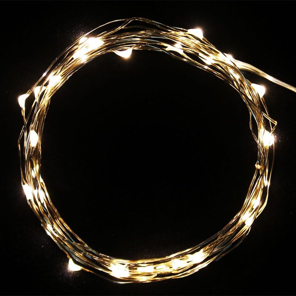 Amazon.com: Copper Wire LED String Lights 2m/6.5ft 20 Leds Battery ...