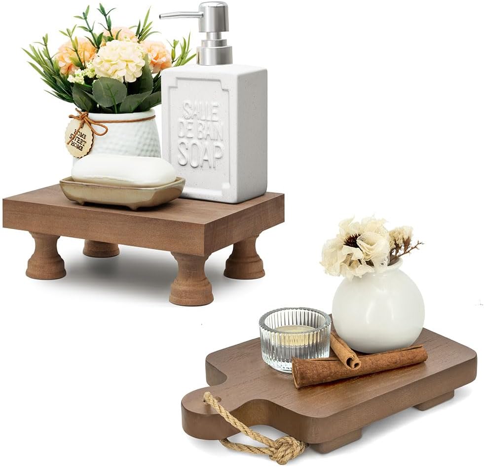 Amazon.com: EOSAHR Farmhouse Bathroom Decor Combo: Chic Wooden Pedestal ...