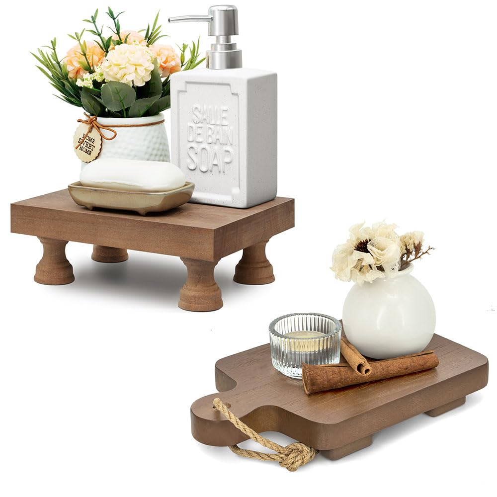 Amazon.com: EOSAHR Farmhouse Bathroom Decor Combo: Chic Wooden Pedestal ...