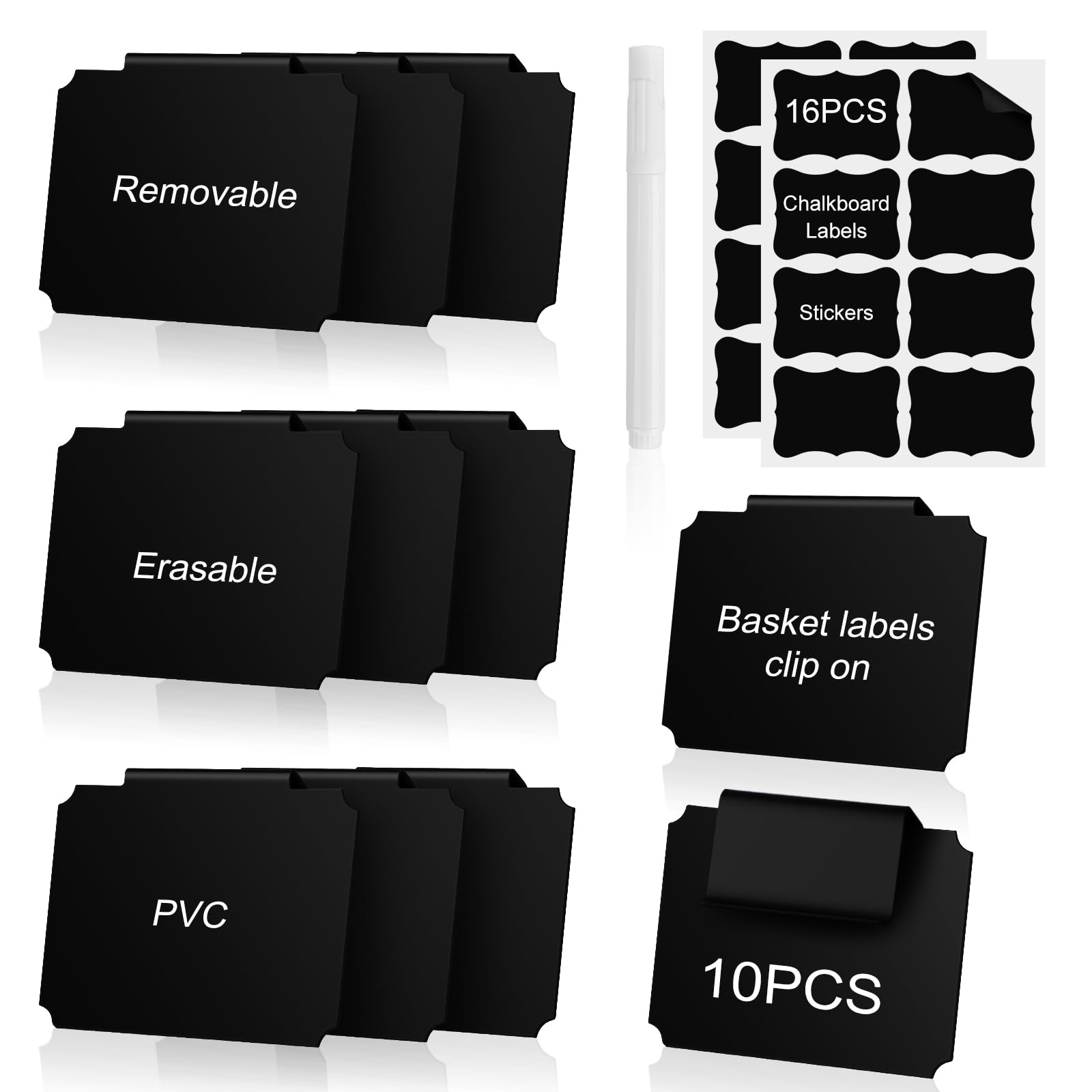 Amazon.com : 27 PCS Basket Labels Clip On Set, Storage Bin Labels for ...