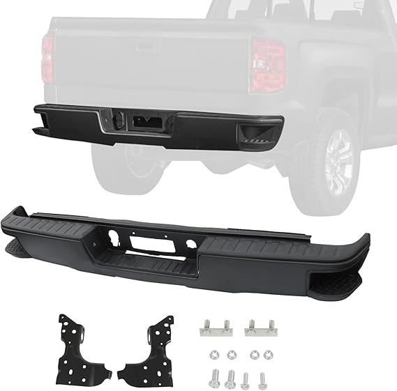 Amazon.com: Black Rear Bumper with Step Pad Replacement for 2014-2018 ...